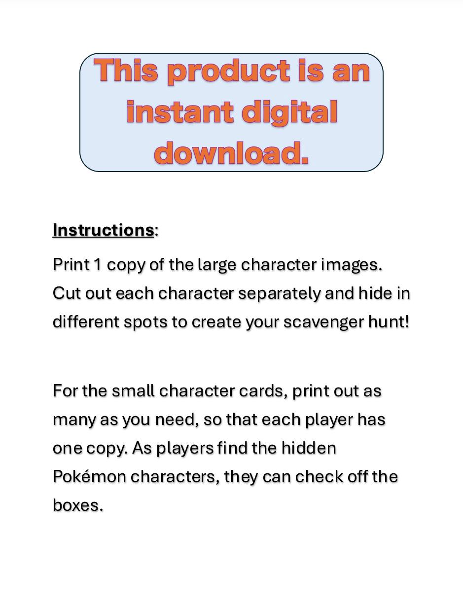 Pokémon Scavenger Hunt - Etsy Canada