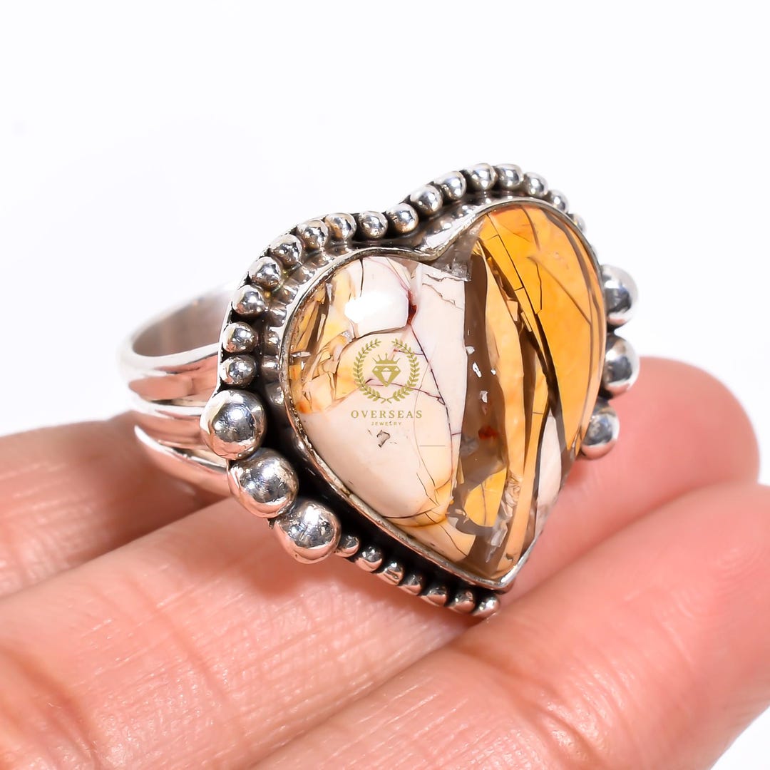 Brecciated Mookaite Ring: Adjustable 925 Sterling Silver Statement Ring ...