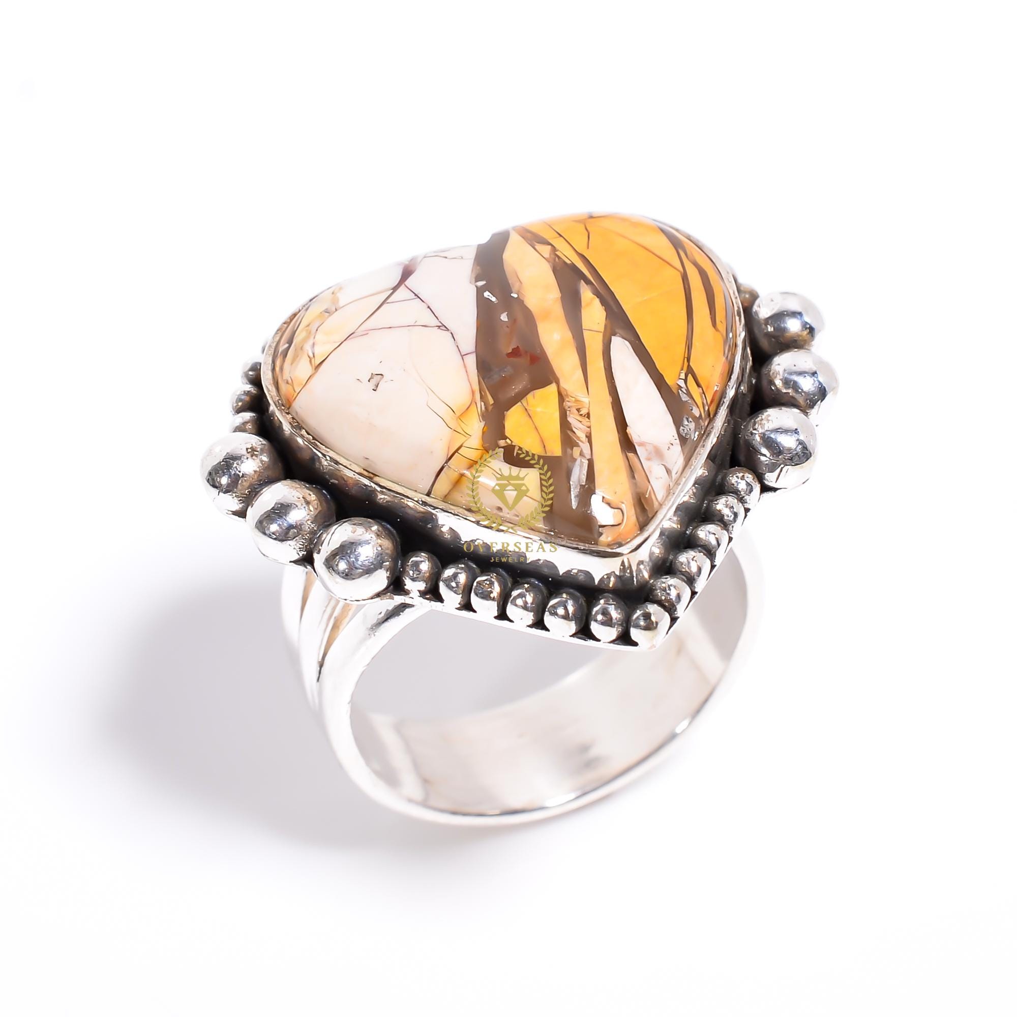 Brecciated Mookaite Ring: Adjustable 925 Sterling Silver Statement Ring ...