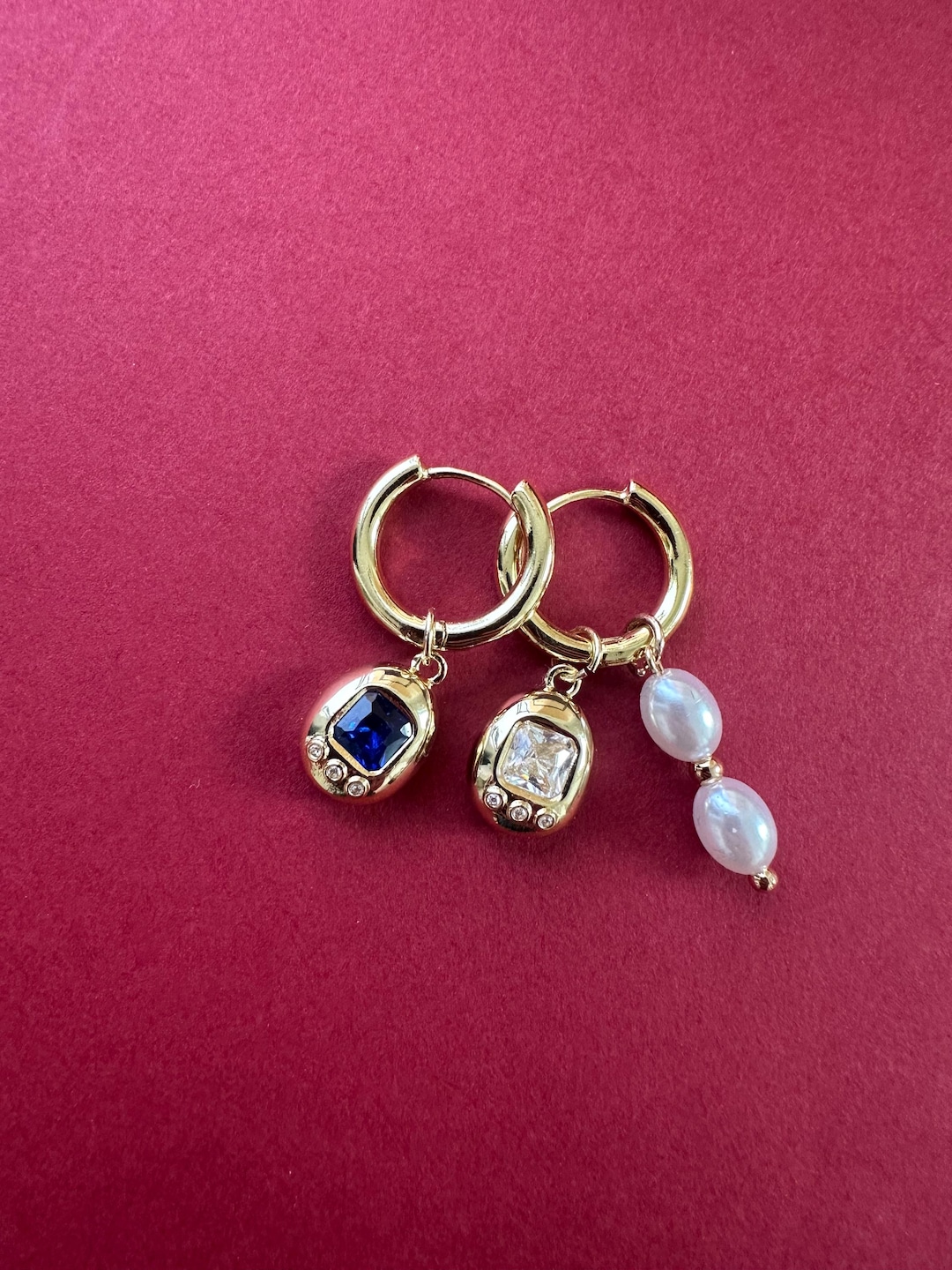 Custom 18K 14K Gold Plated Digital Pixel Pet Charm Hoop Earrings ...