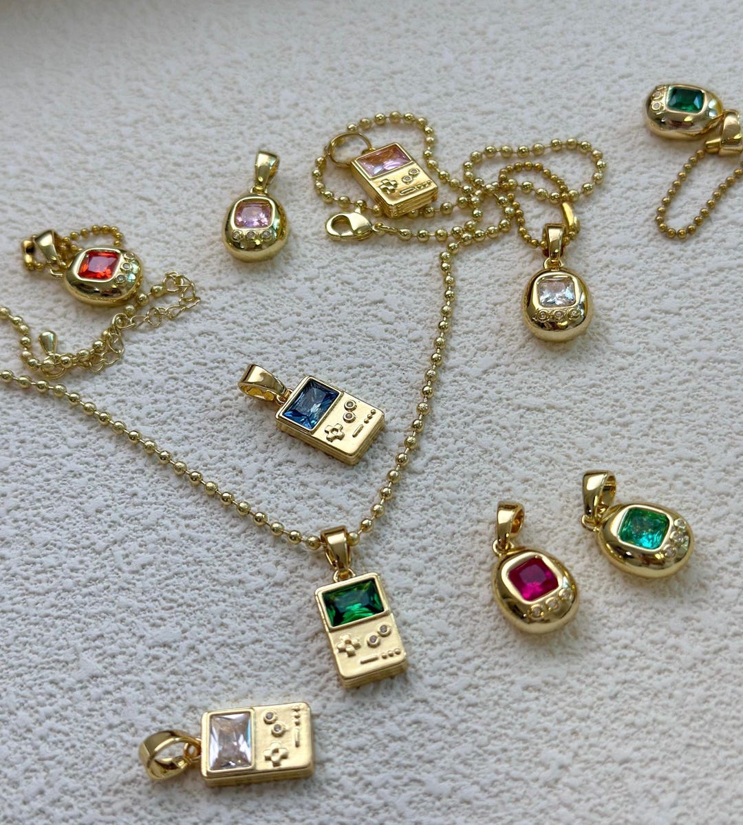 18K Gold/ S925 Plated Retro Game Controller, Gamer Charm, Arcade Video ...