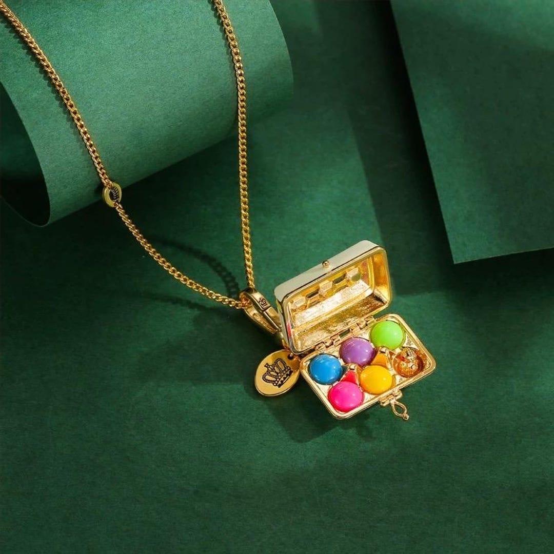 Polly Inspired Egg Carton Locket Necklace | 18K Gold Plated Enamel ...