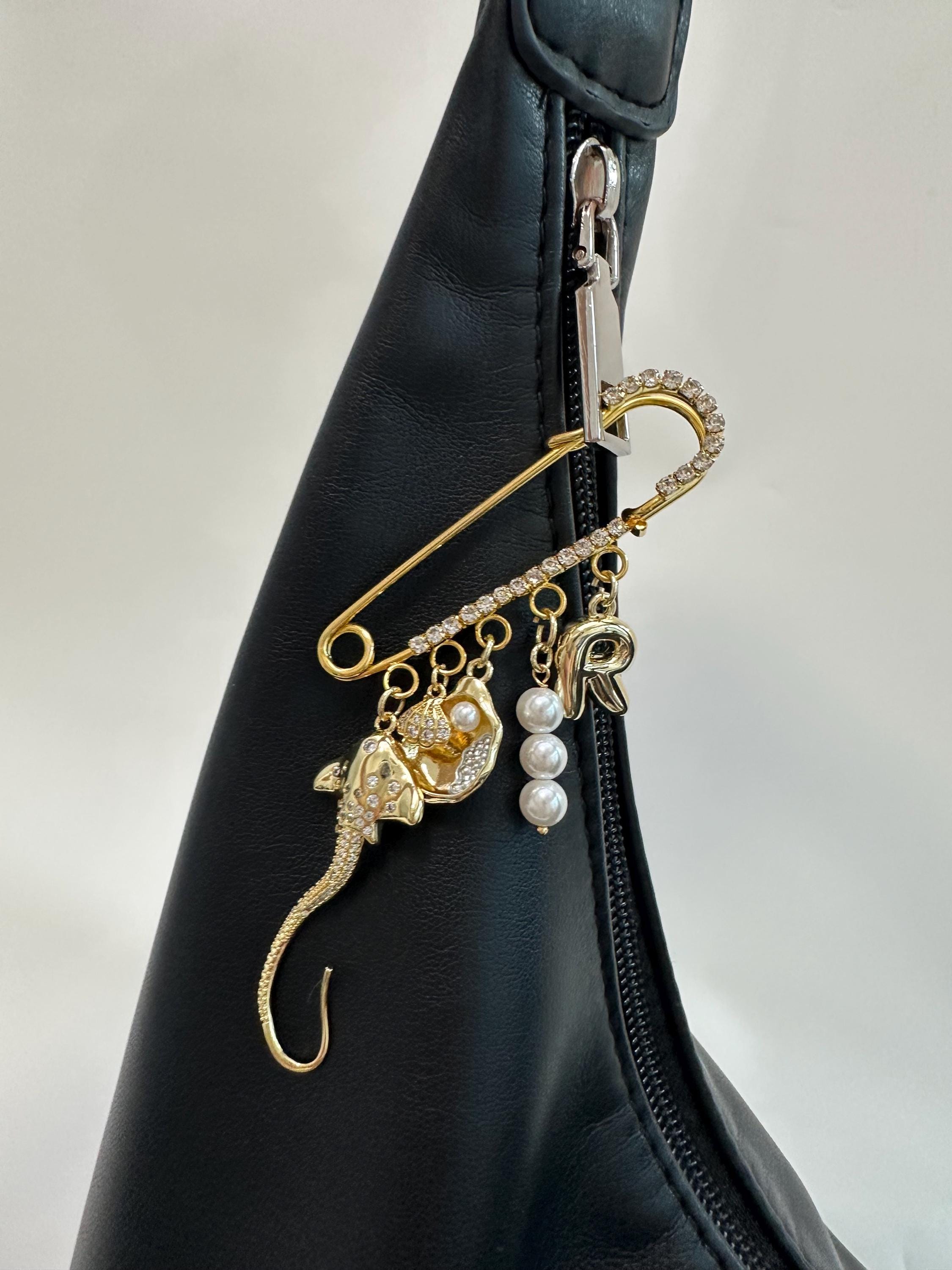 Charm Brooch Make Your Own Pin Customizable Safety Pin Purse Handbag ...