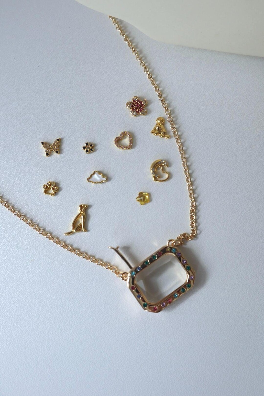 Floating Locket Charm Pick Your Own Charm, Rectangle Glass Pendant Fits ...