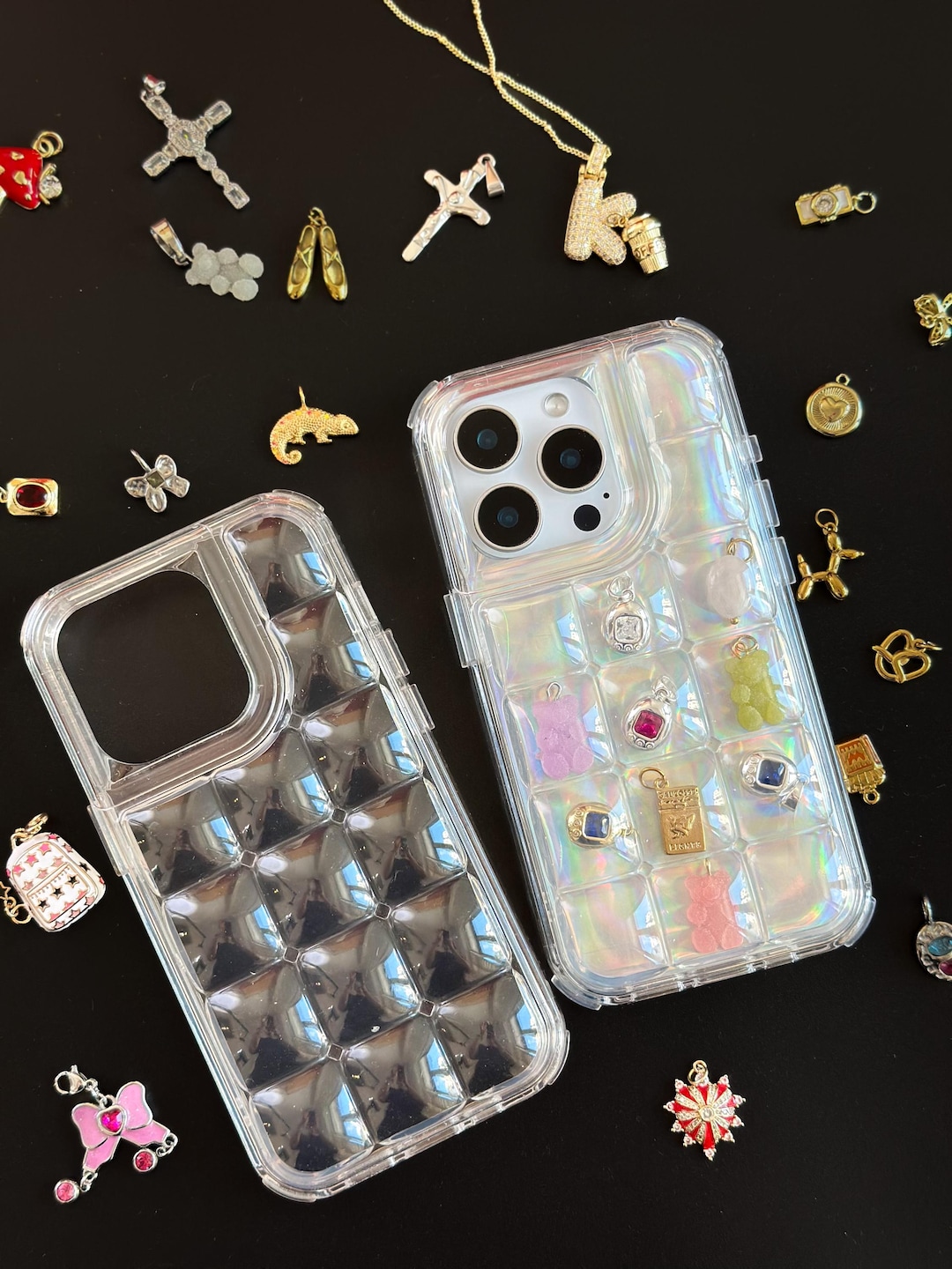 3D Pokopoko Case, Clear Puffer Bubble Shaker Phonecase DIY Necklace Set ...