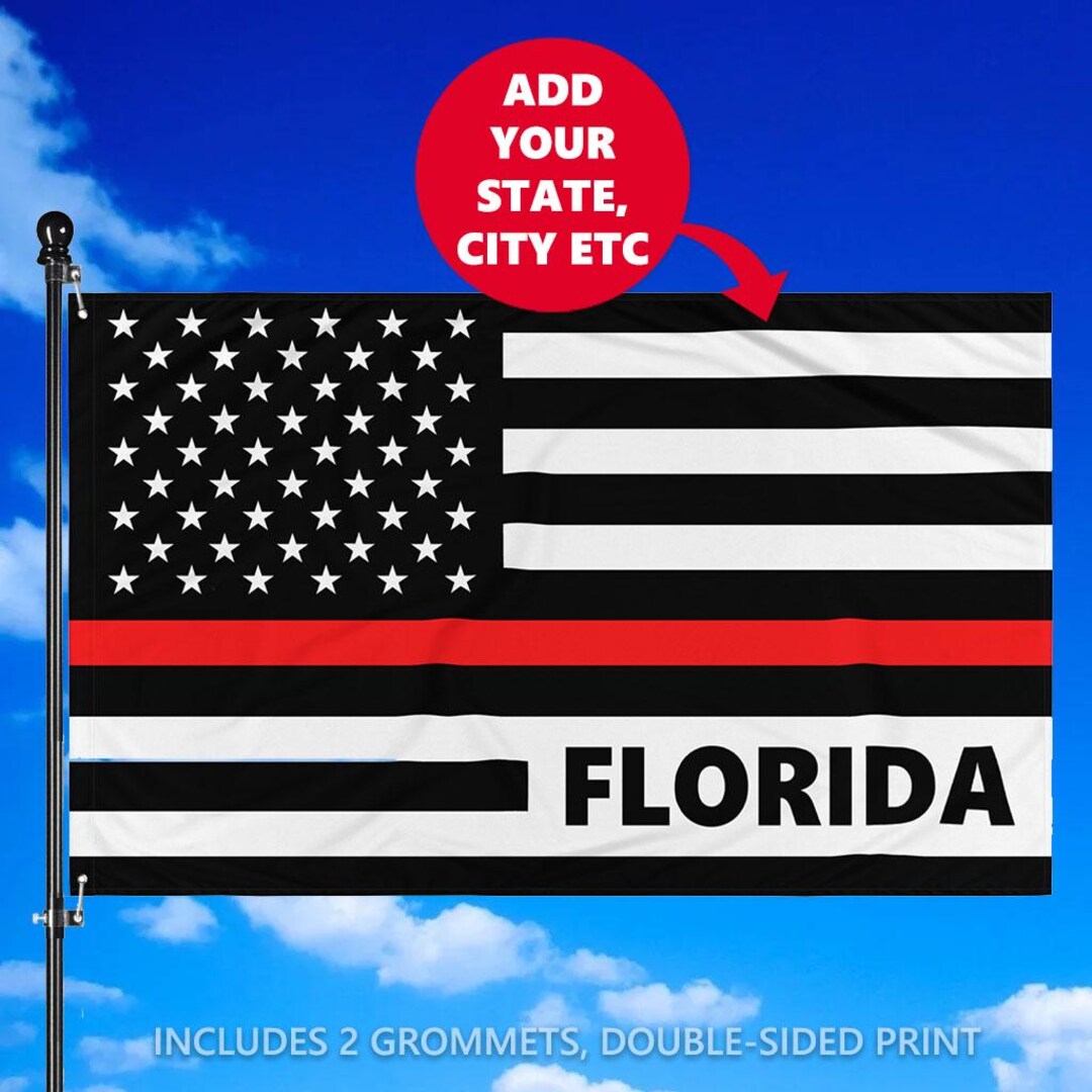 Custom Thin Red Line Flag, Firefighter Flag, Fireman Flag, Thin Red ...