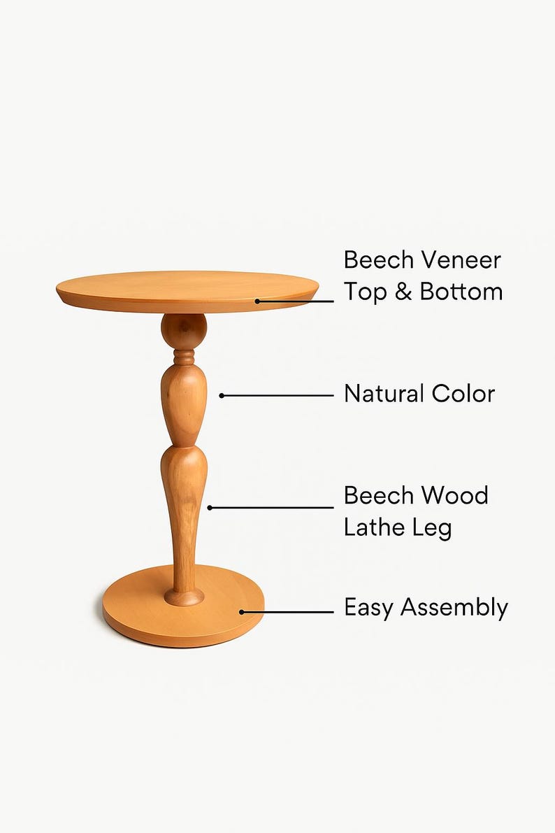 Modern Wooden Pedestal Side Table – Handmade Round Accent Table for Living Room, Bedroom, Coffee ...