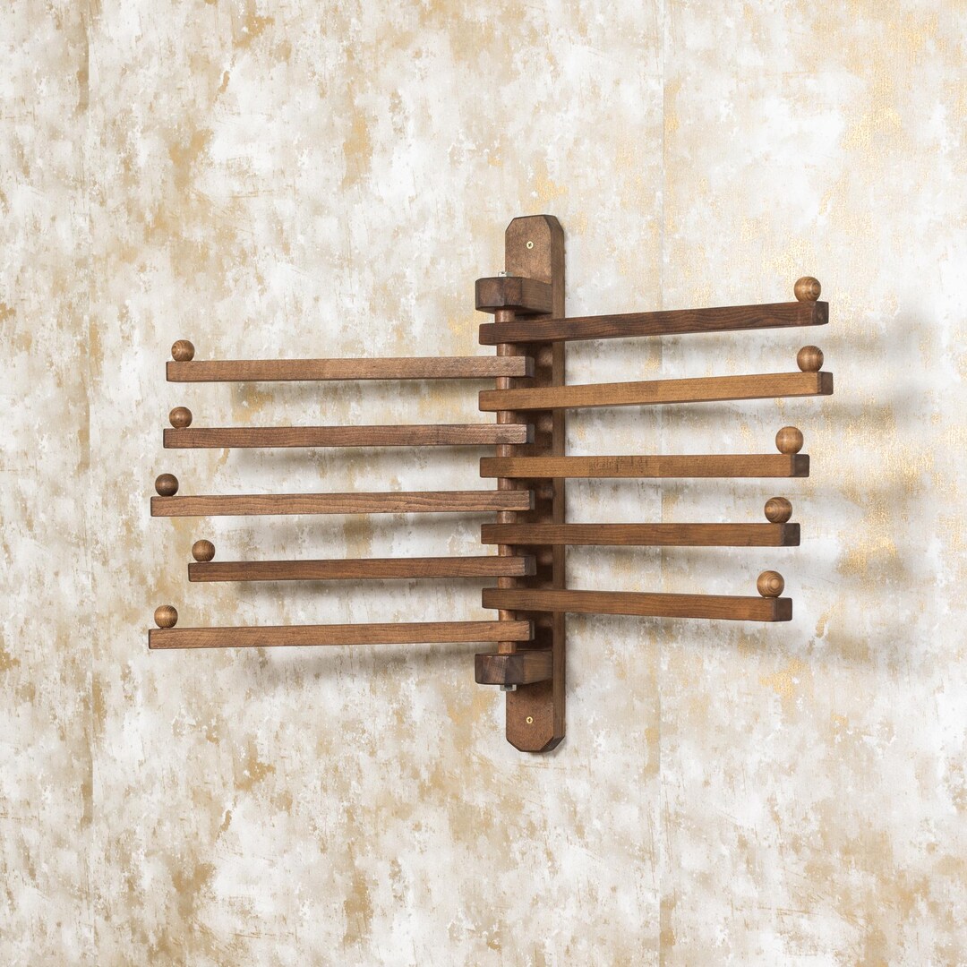 Handmade Rotating Wooden Coat Rack, Wall-mounted Wood Hooks for ...