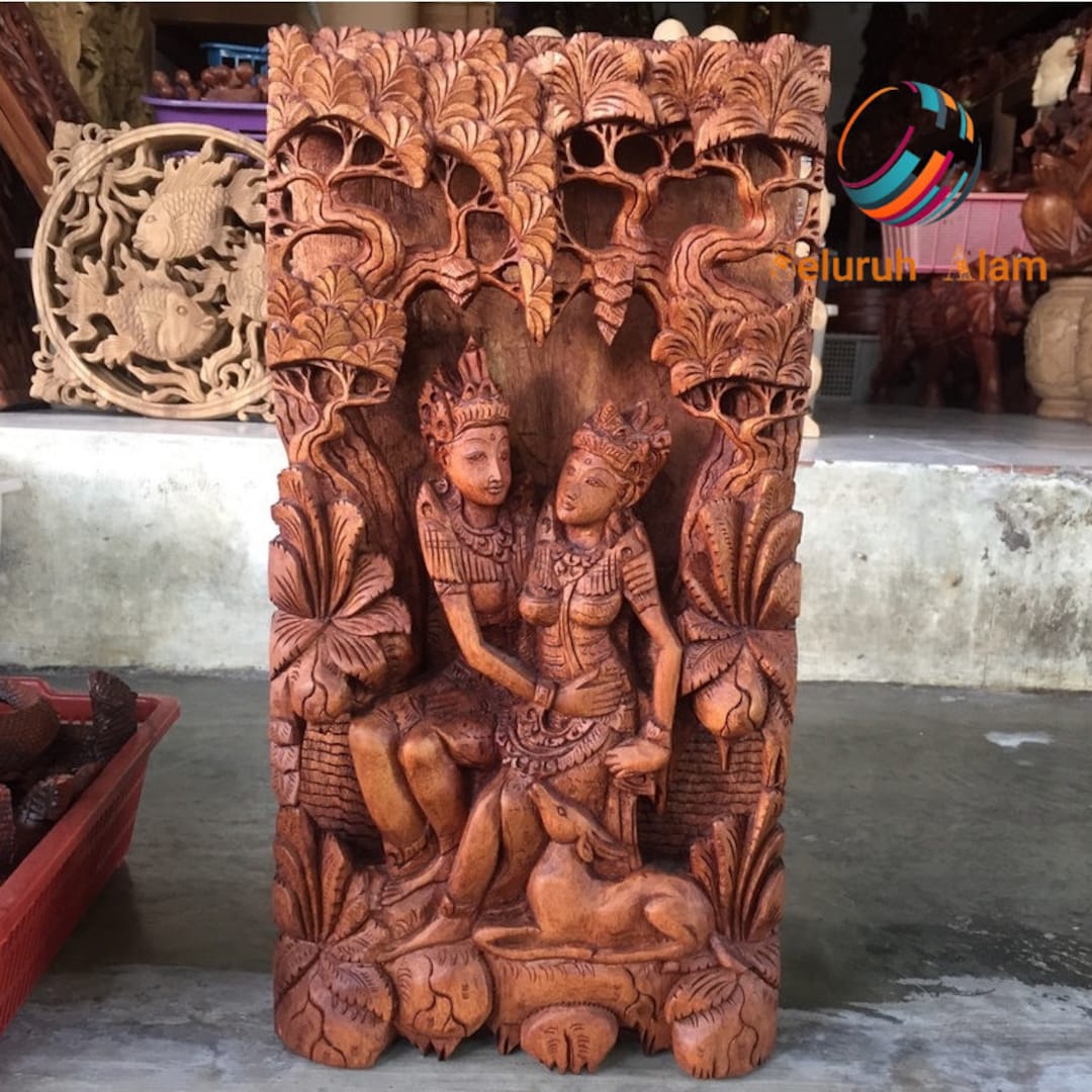 Handcrafted Bali Wooden Carving of Rama Sita Exquisite - Etsy