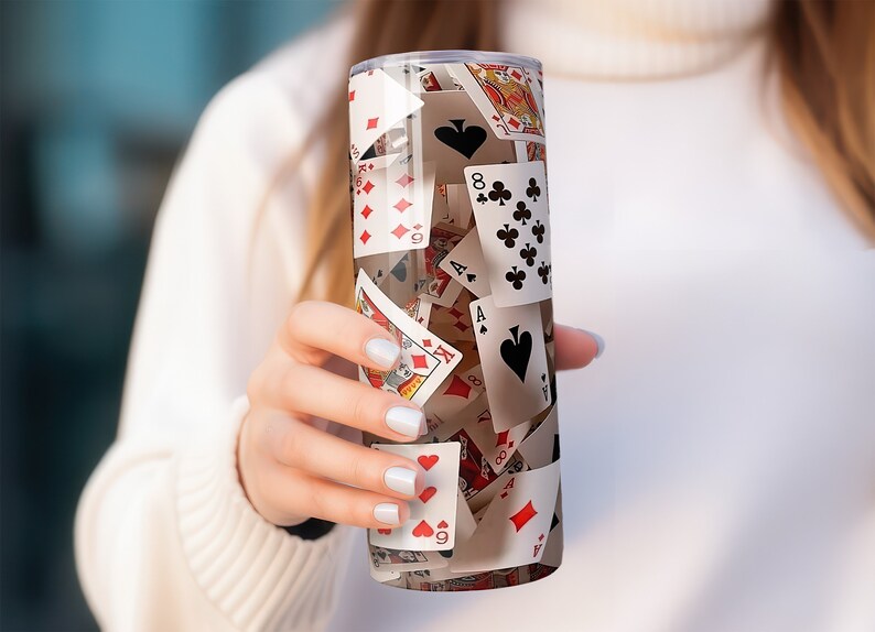 3D Playing Cards Tumbler Wrap, Playing Cards Skinny Tumbler, Prints ...