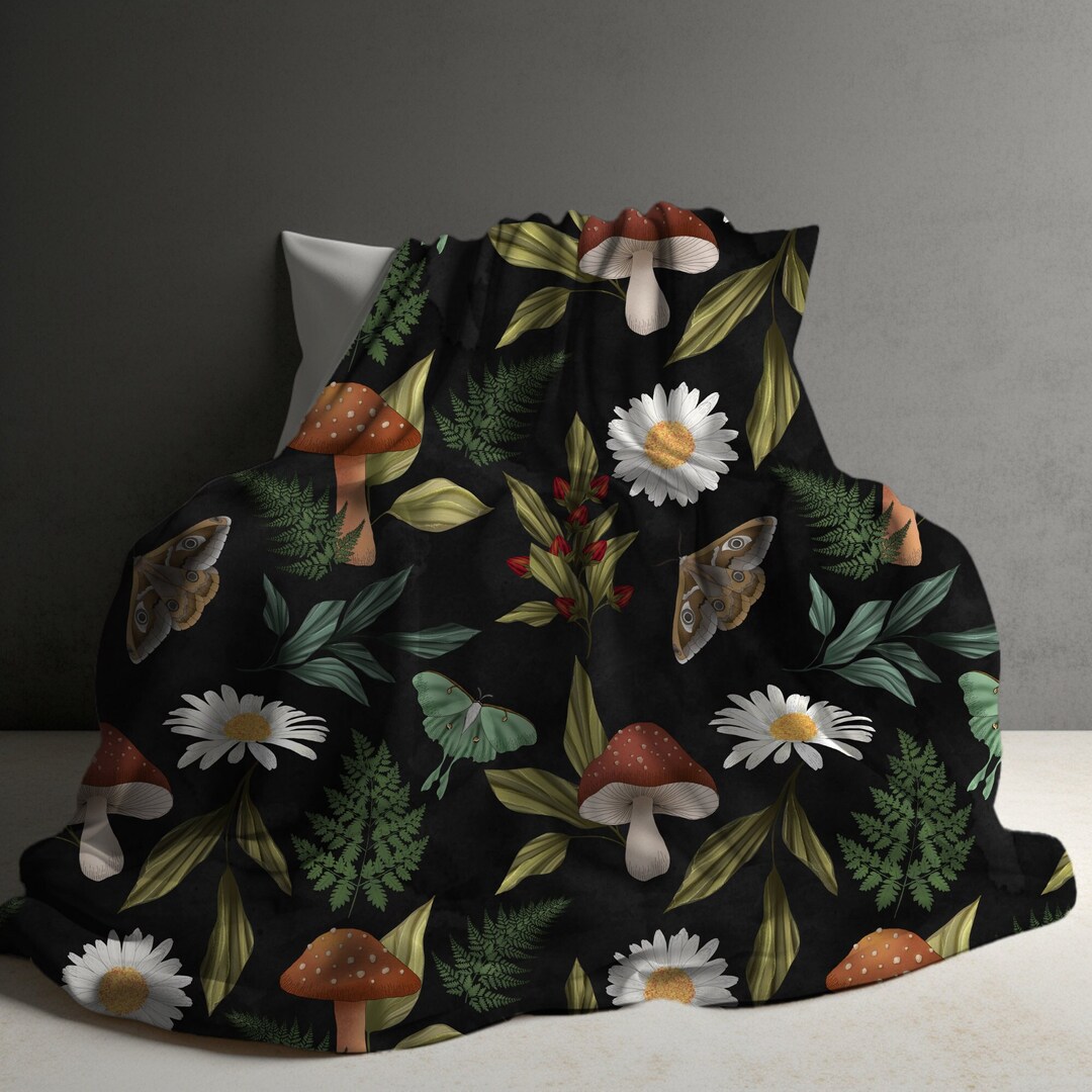Cottagecore Fairycore Moth Blanket Floral Ditsy Blanket Goblincore ...