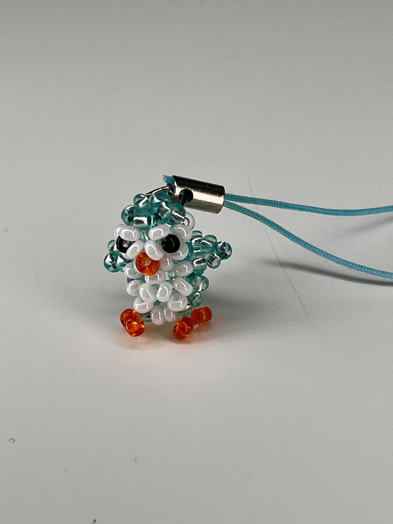 Beaded Keychain - Turquoise Penguin - Etsy