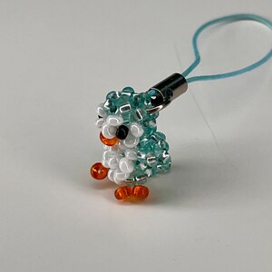 Beaded Keychain - Turquoise Penguin - Etsy