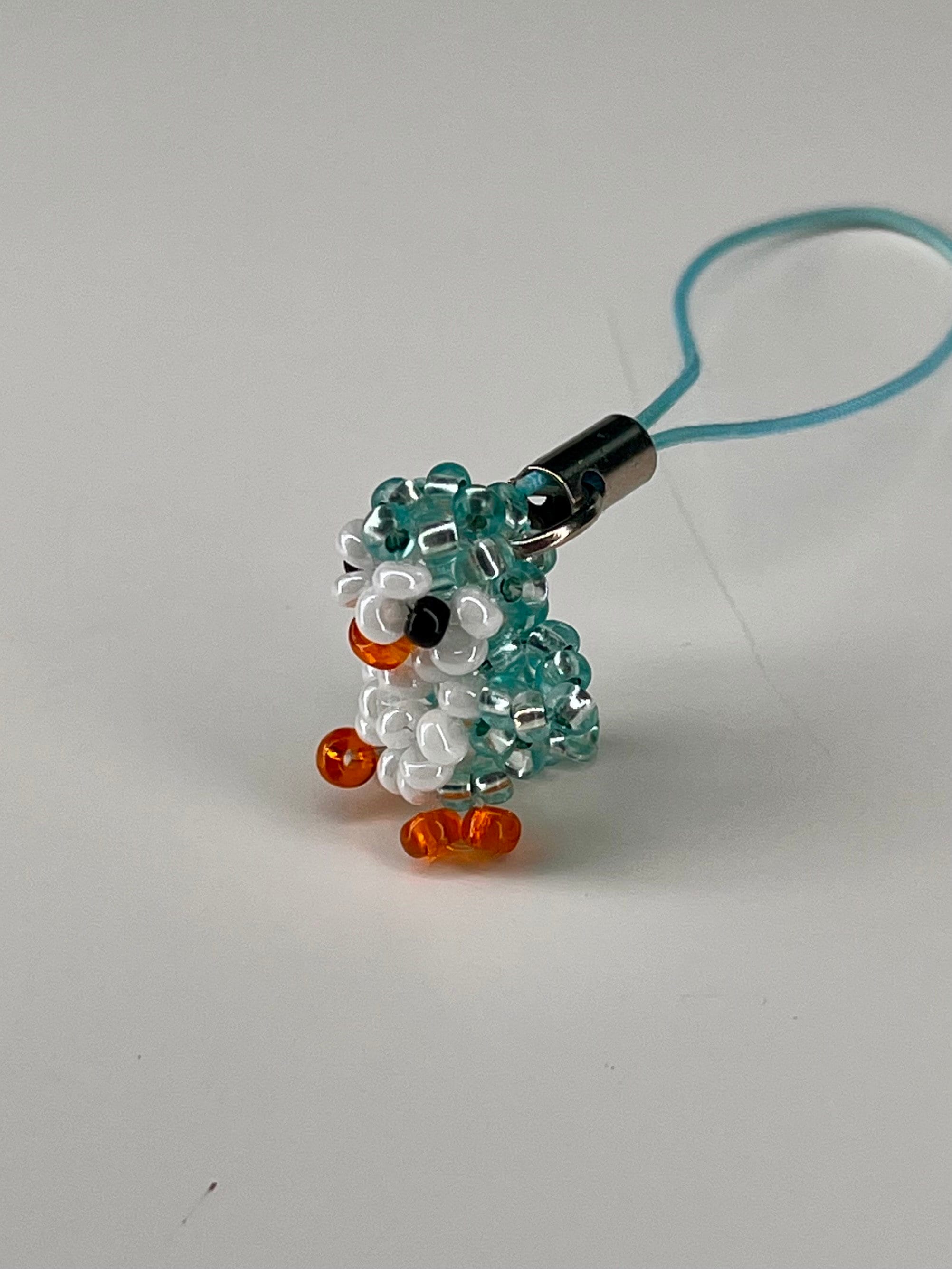 Beaded Keychain - Turquoise Penguin - Etsy