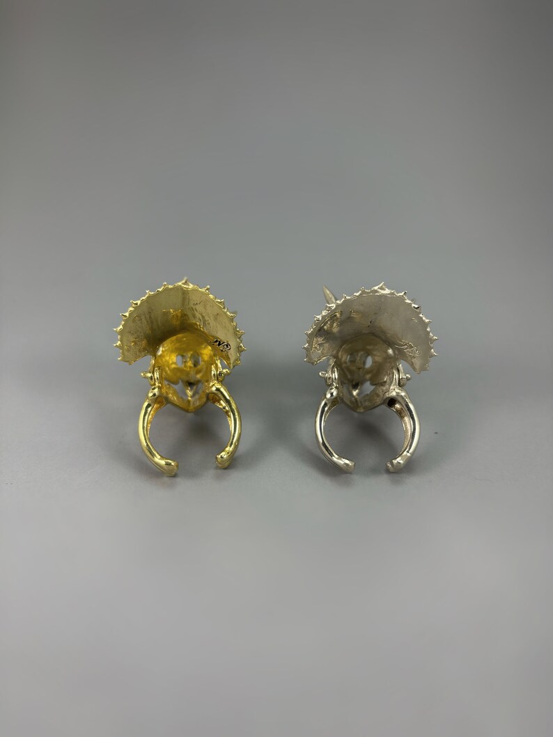 Triceratops Dinosaur Skull Fossil Ring. Jurassic Ring Adjustable Size ...