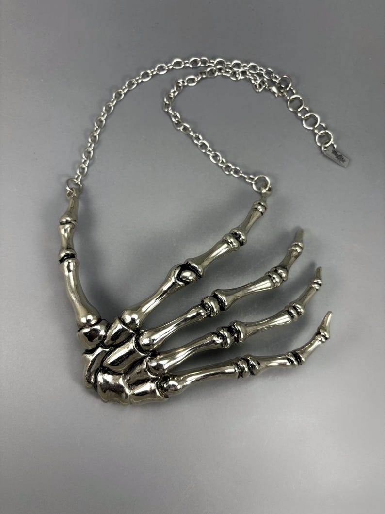 Skeleton Hand Necklace Bone Jewelry Available in 2 Colourways Gold and ...