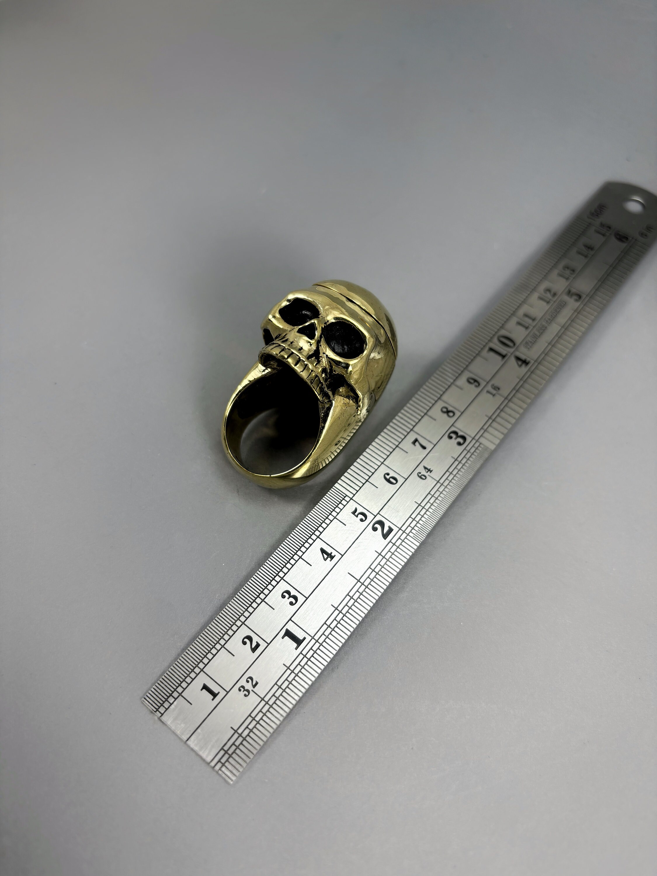 Brass Skull Ring and White Bronze Brain Pendant Necklace. Available in ...