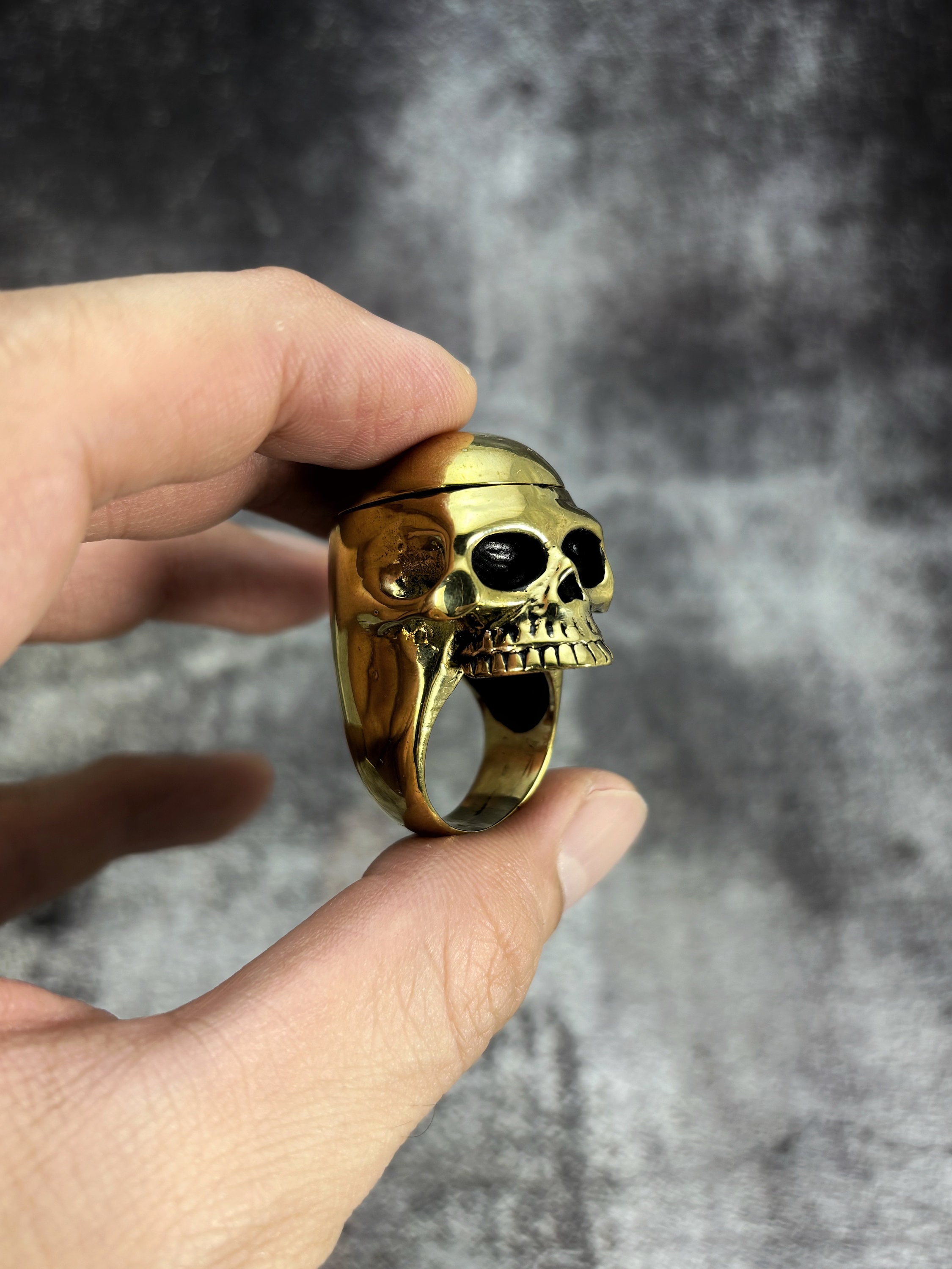 Brass Skull Ring and White Bronze Brain Pendant Necklace. Available in ...