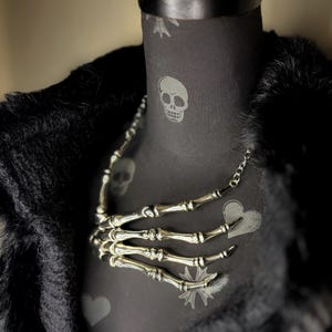 Skeleton Hand Necklace Bone Jewelry Available in 2 Colourways Gold and ...