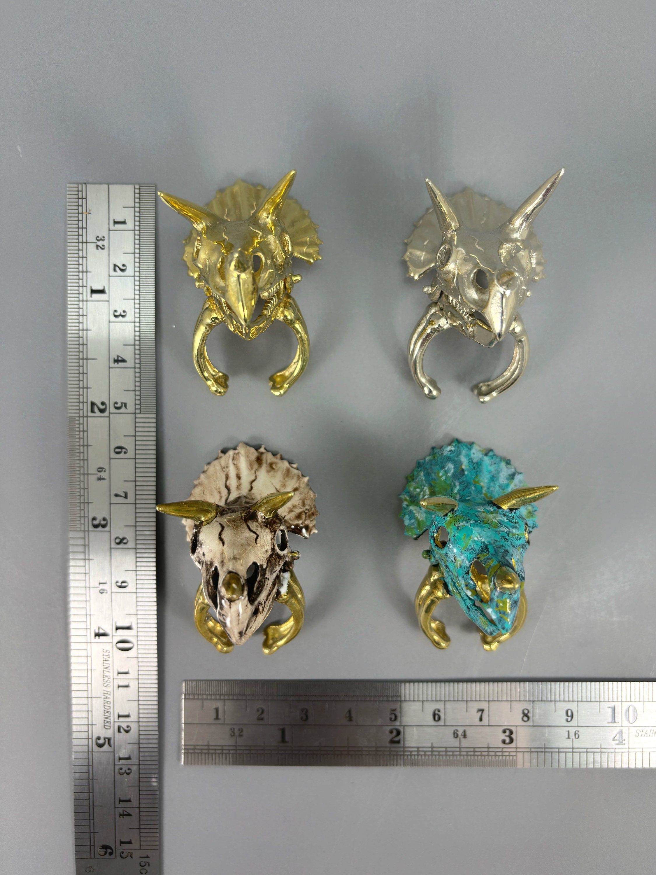 Triceratops Dinosaur Skull Fossil Ring. Jurassic Ring Adjustable Size ...