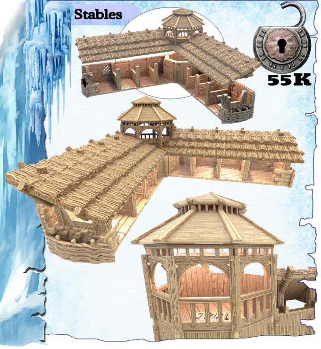 The Stables, Medieval Town- the Frost . 28mm Wargame/rpg/dnd Terrain - Etsy