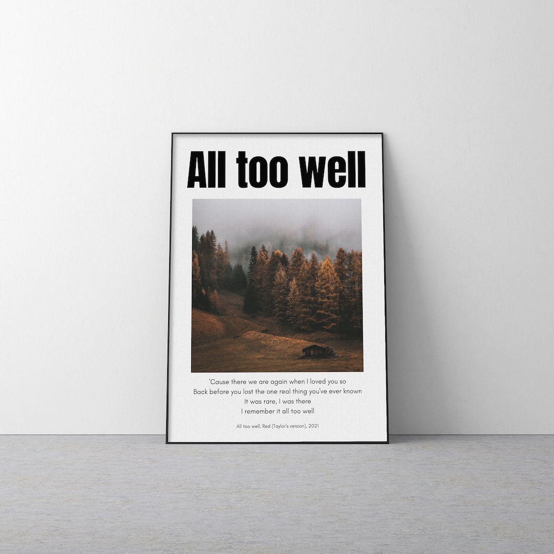 Taylor Swift-inspired Poster Digital Print All Too Well - Etsy