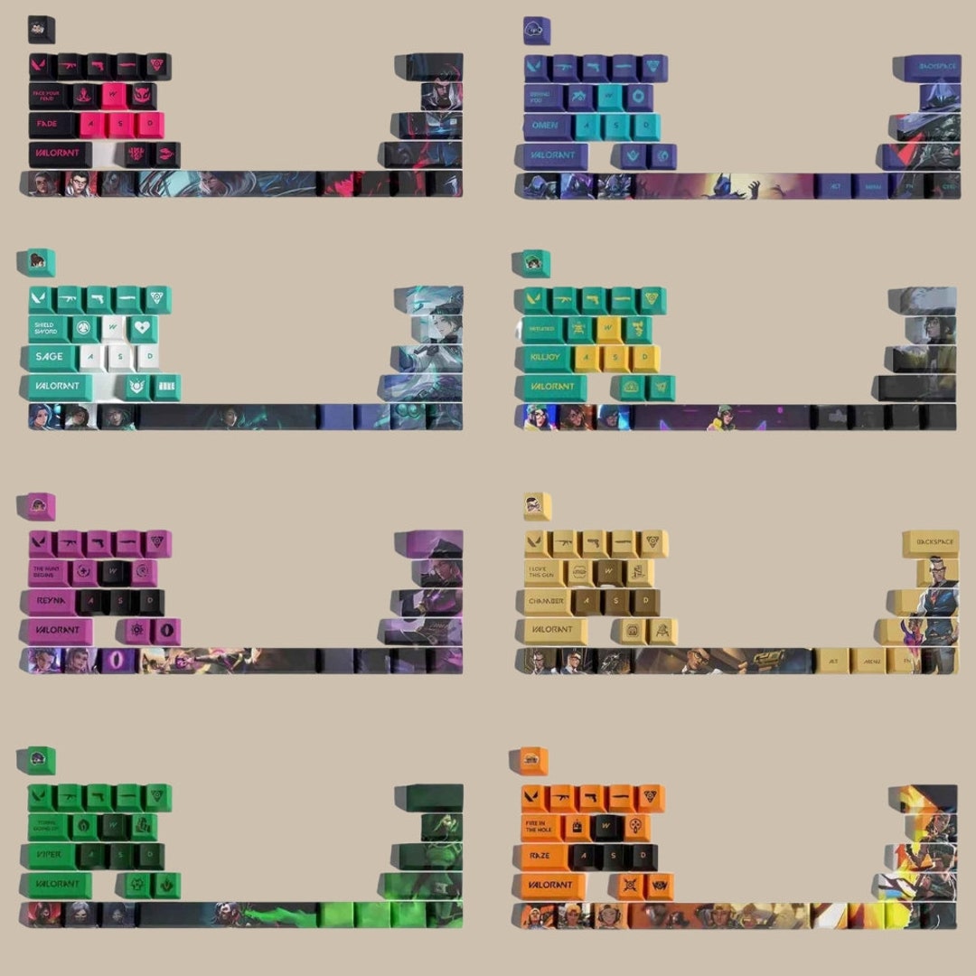 Valorant Artisan Keycaps Set Sage, Omen, Reyna, Raze, Viper, Killjoy ...