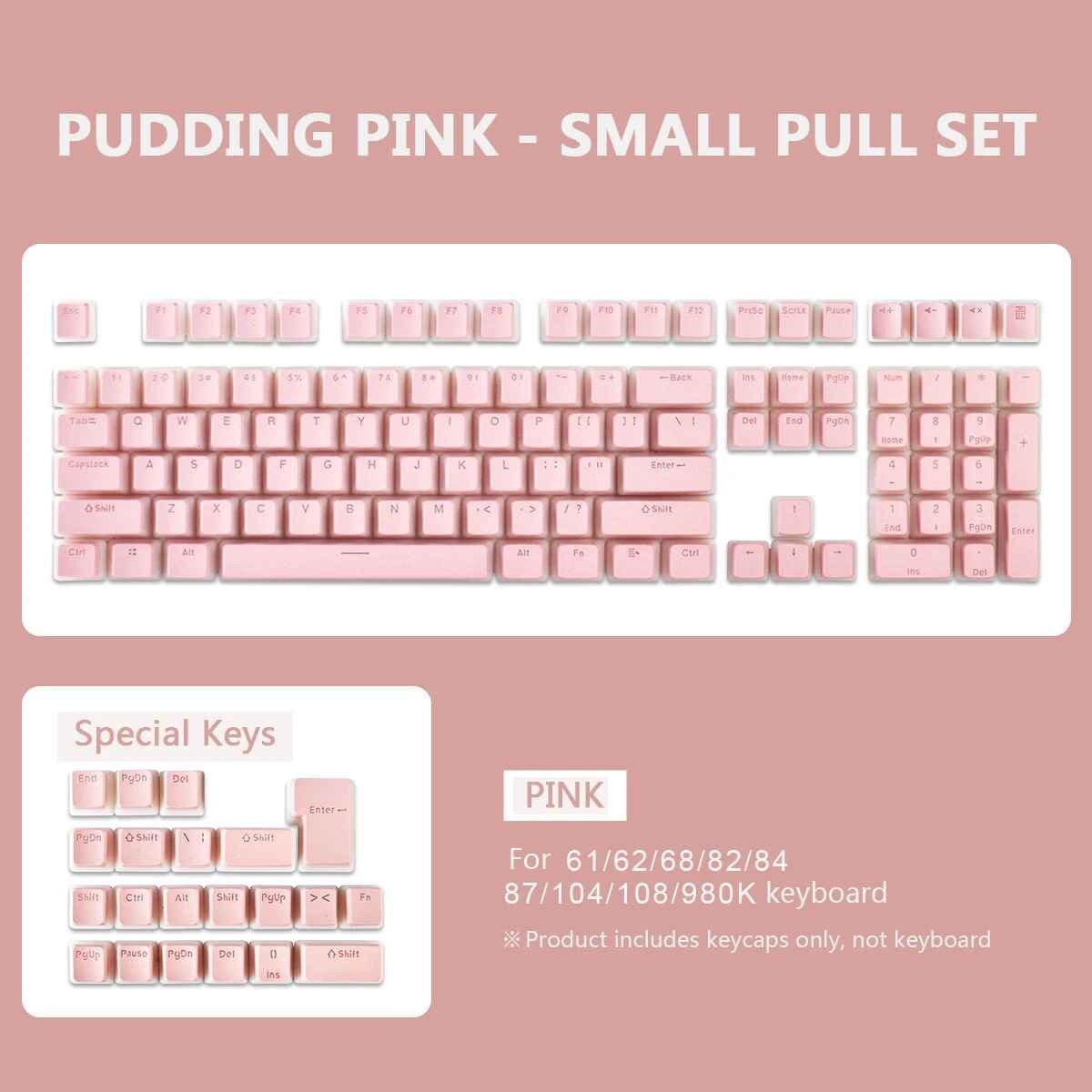 129 Key PBT Double Shot Pudding-style Cute Keycap Pink Keycap ...