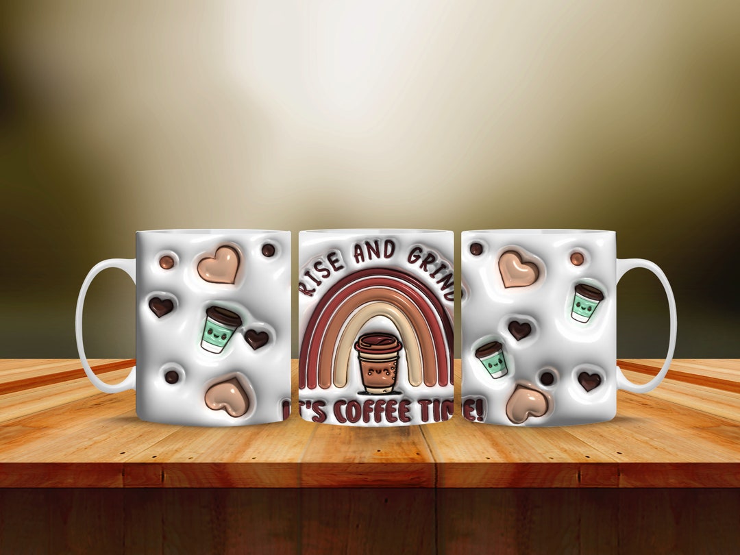 3D Coffee Inflated Mug Wrap Sublimation Design 11oz & 15oz, 3D Coffee ...