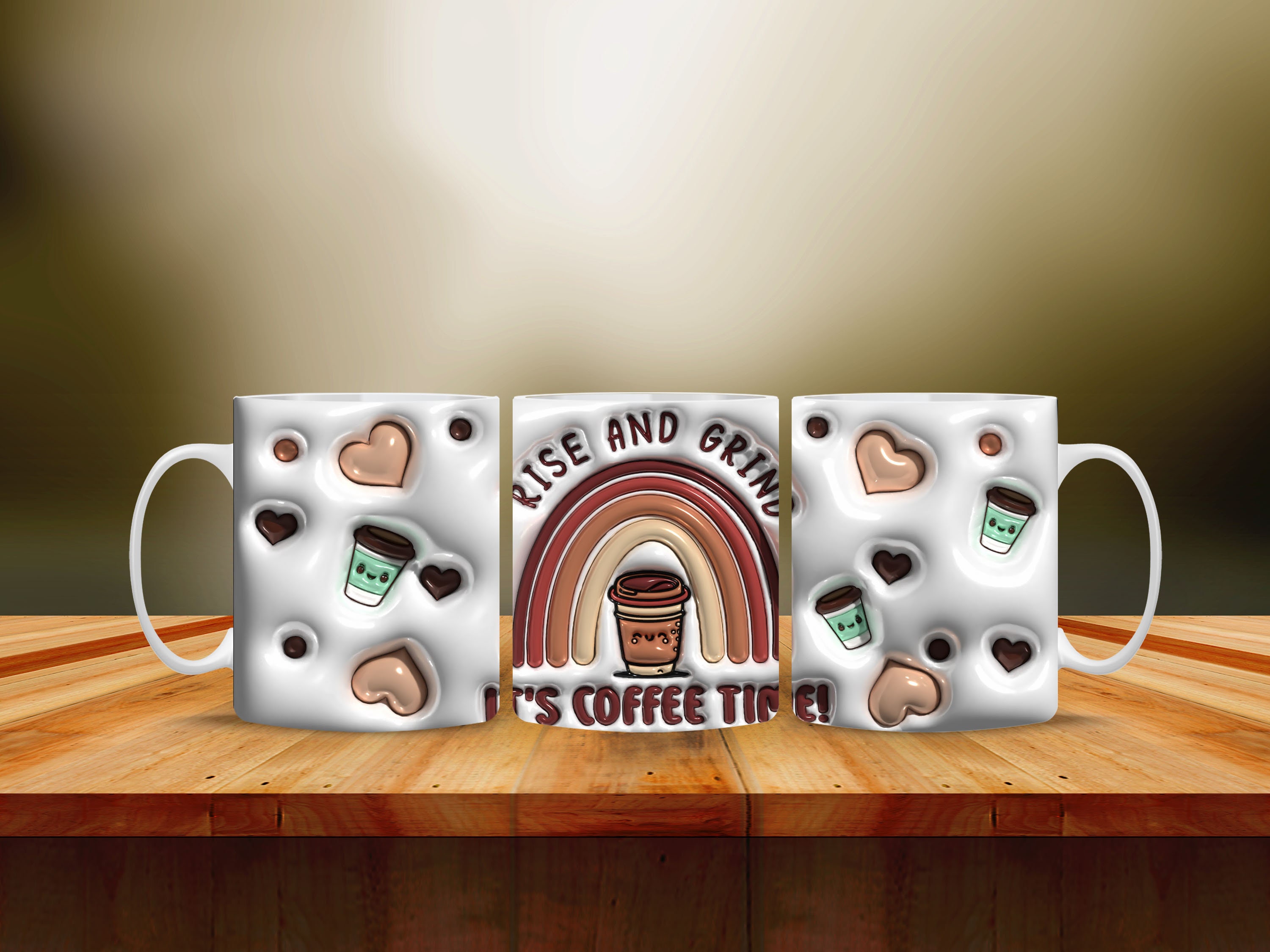3D Coffee Inflated Mug Wrap Sublimation Design 11oz & 15oz, 3D Coffee ...