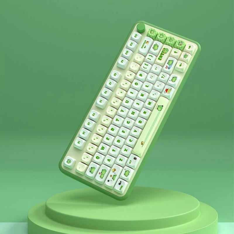 Cute Green Frog Theme Keycap Set Cartoon Anime Design Mechanical ...