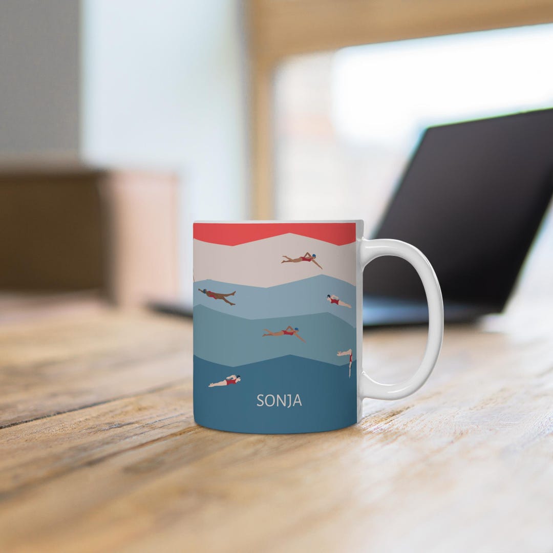 Women Swimmer Cup Swimming Gift Swimming Badge Coffee Cup Water Sports ...