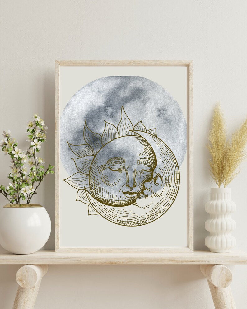 Face in the Moon Wallart Print Instant Download Painting Poster Mural ...
