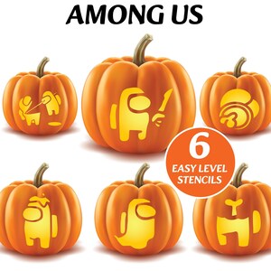 AMONG US Pumpkin Carving Stencil, Easy Crewmates & Imposter Halloween ...