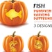 FISH Pumpkin Carving Stencil Template Patterns 3 Aquatic Themed Pumpkin ...