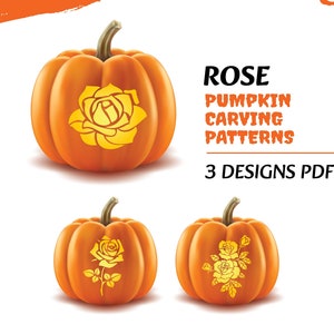 ROSE Pumpkin Carving Stencil Template Patterns Flower Themed Instant ...
