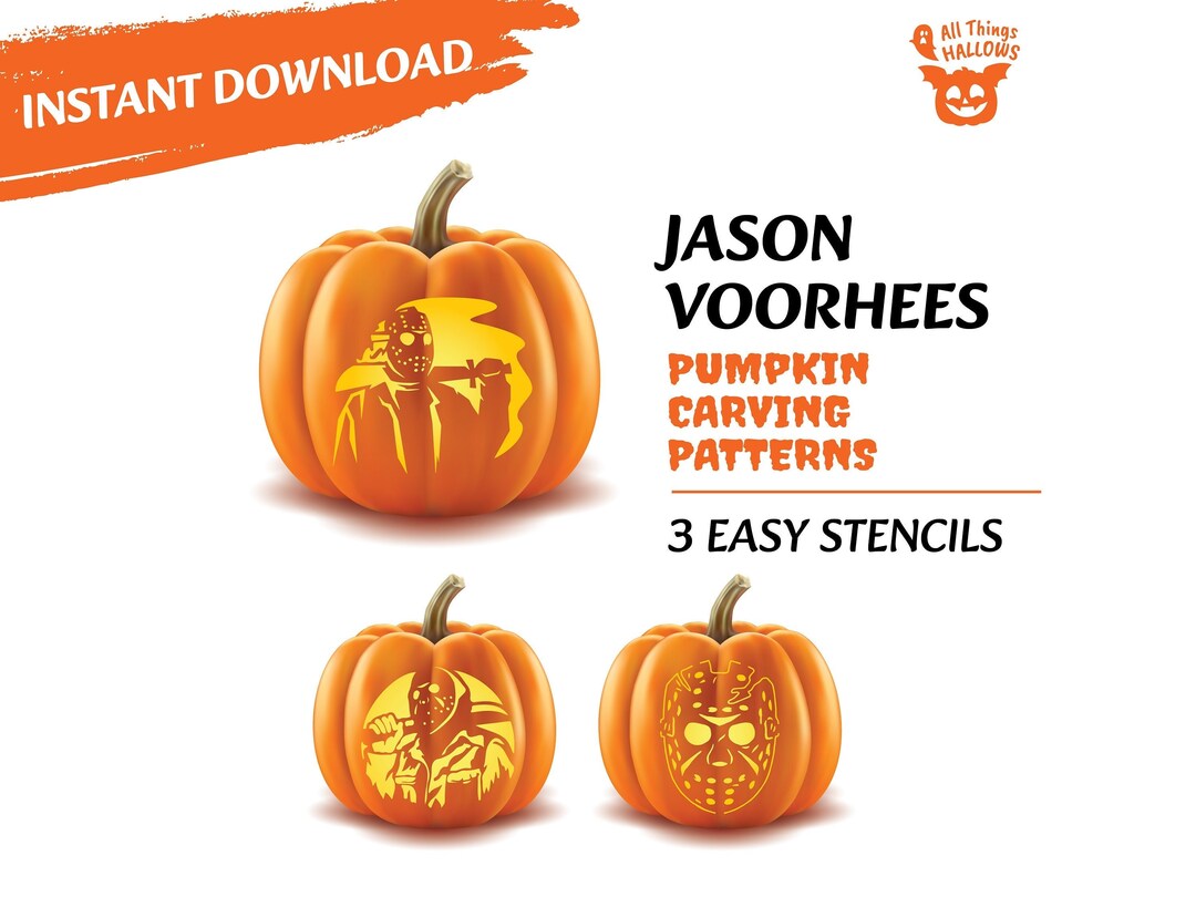 JASON VOORHEES Pumpkin Carving Stencil, Horror Halloween Movie Pumpkin ...