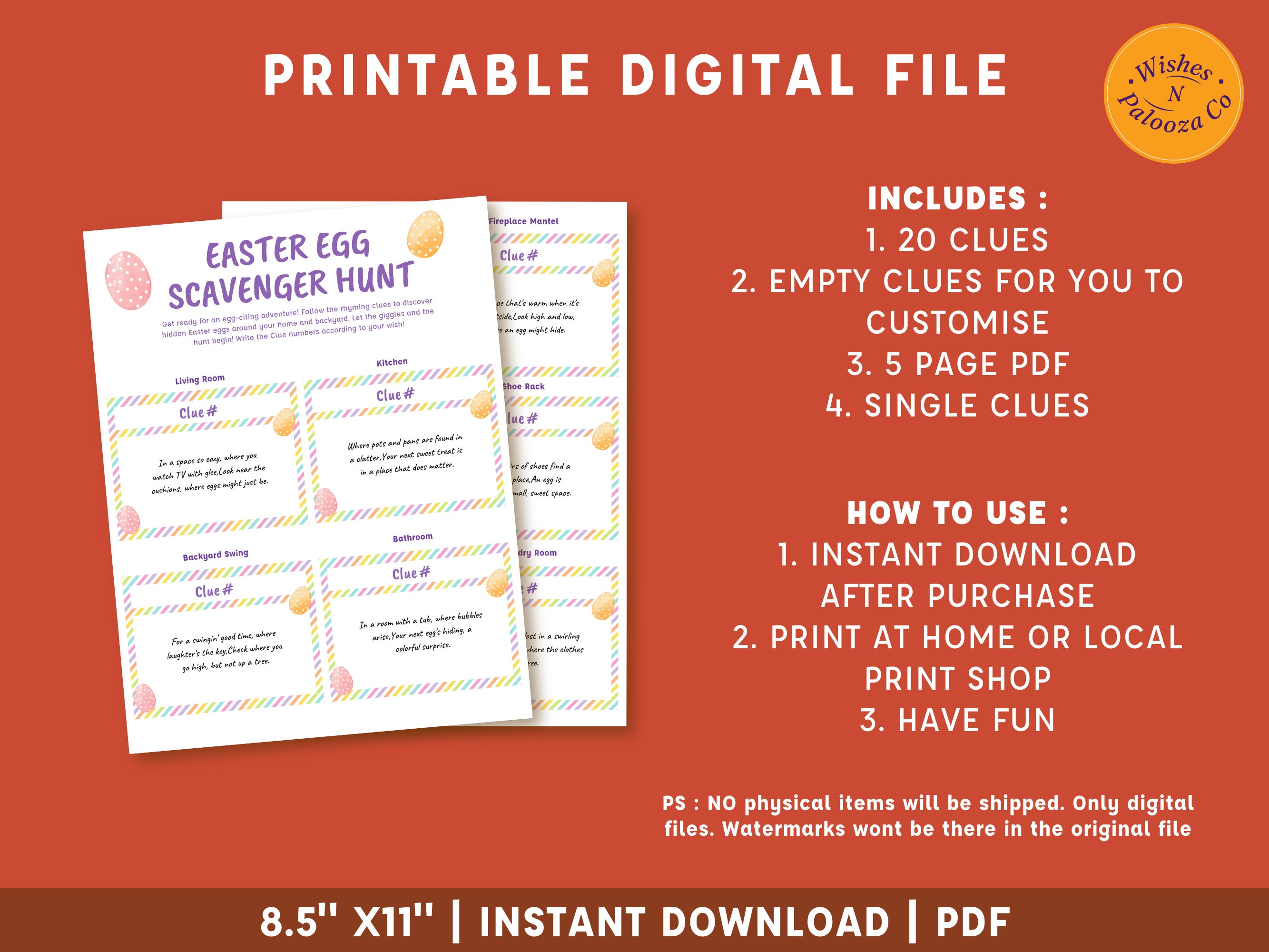 Easter Egg Scavenger Hunt Clues, Printable Easter Hunt Clues Including ...