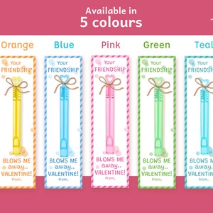 Bubble Valentine Tags, Printable Bubble Wand Holder for Kids, Preschool ...