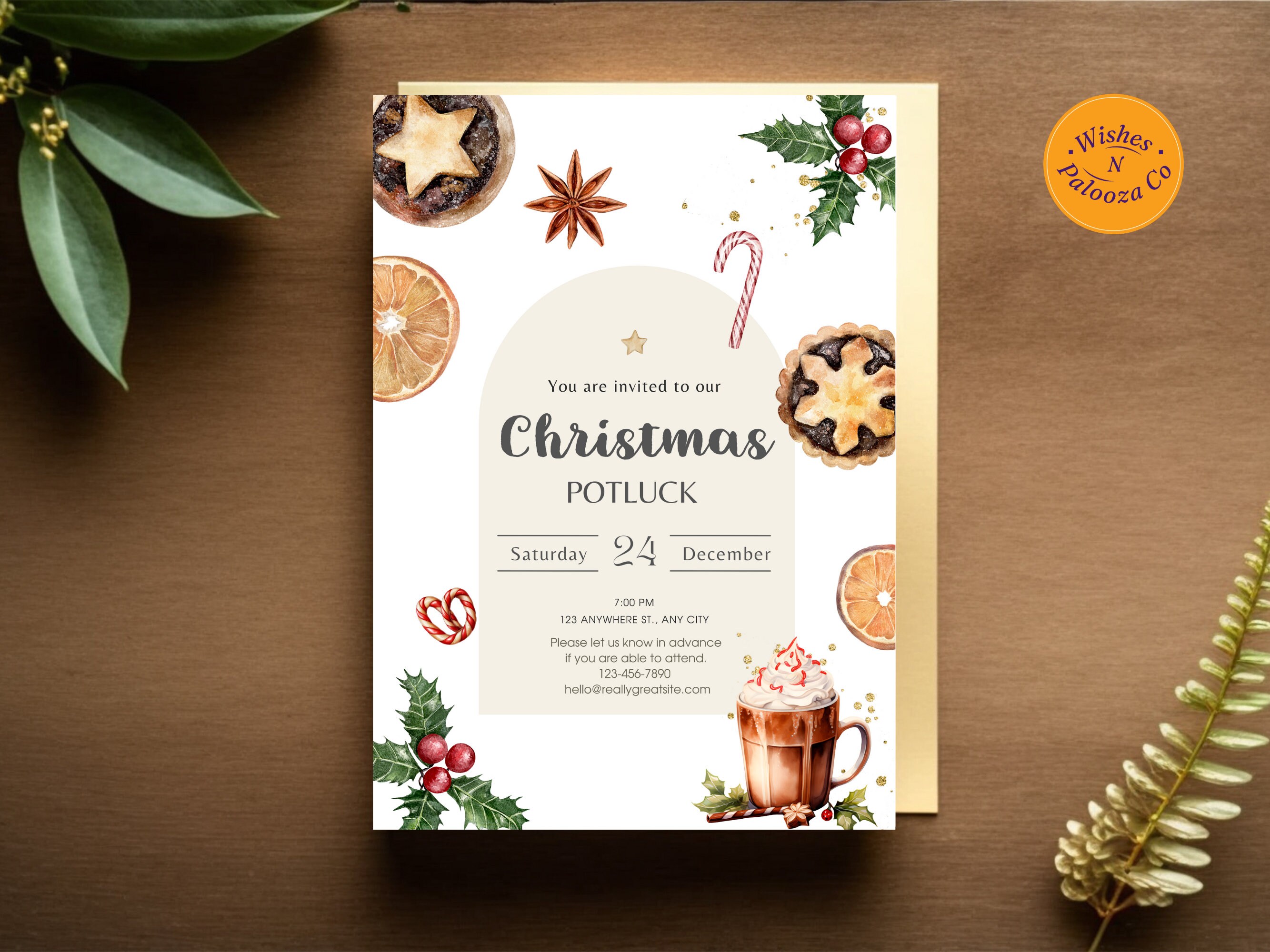 Christmas Potluck Invitation Wording Template Printable 5x7 Easy to ...