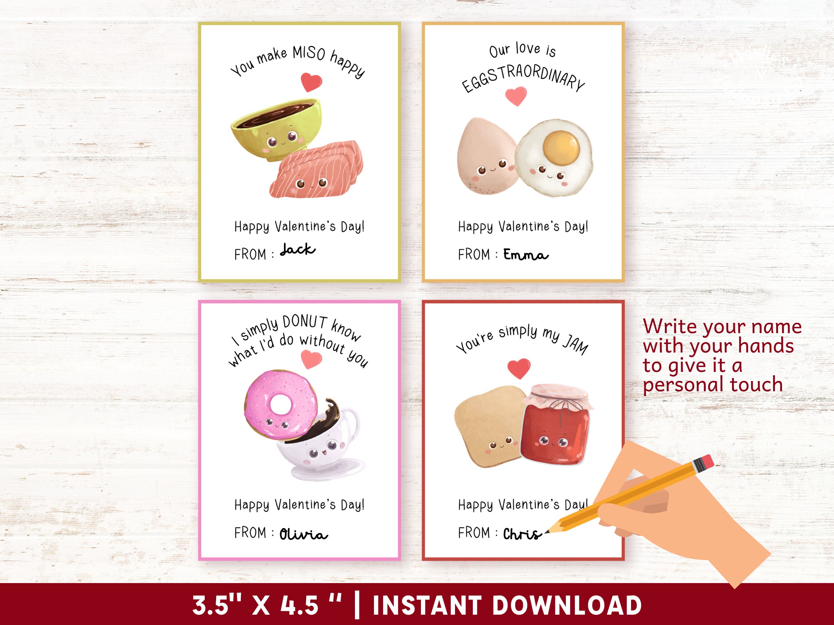 Cute Food Pun Valentine's Day Cards, Valentine's Day Cards for Kids ...