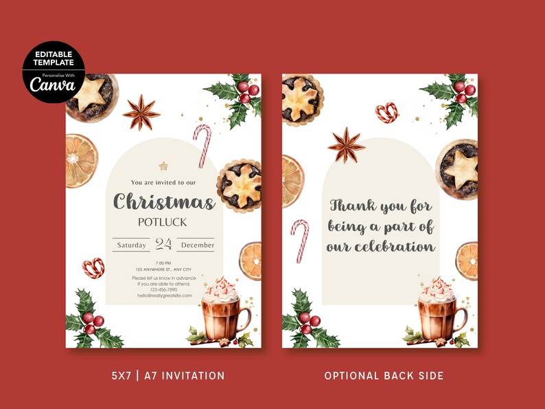Christmas Potluck Invitation Wording Template Printable 5x7 Easy to ...