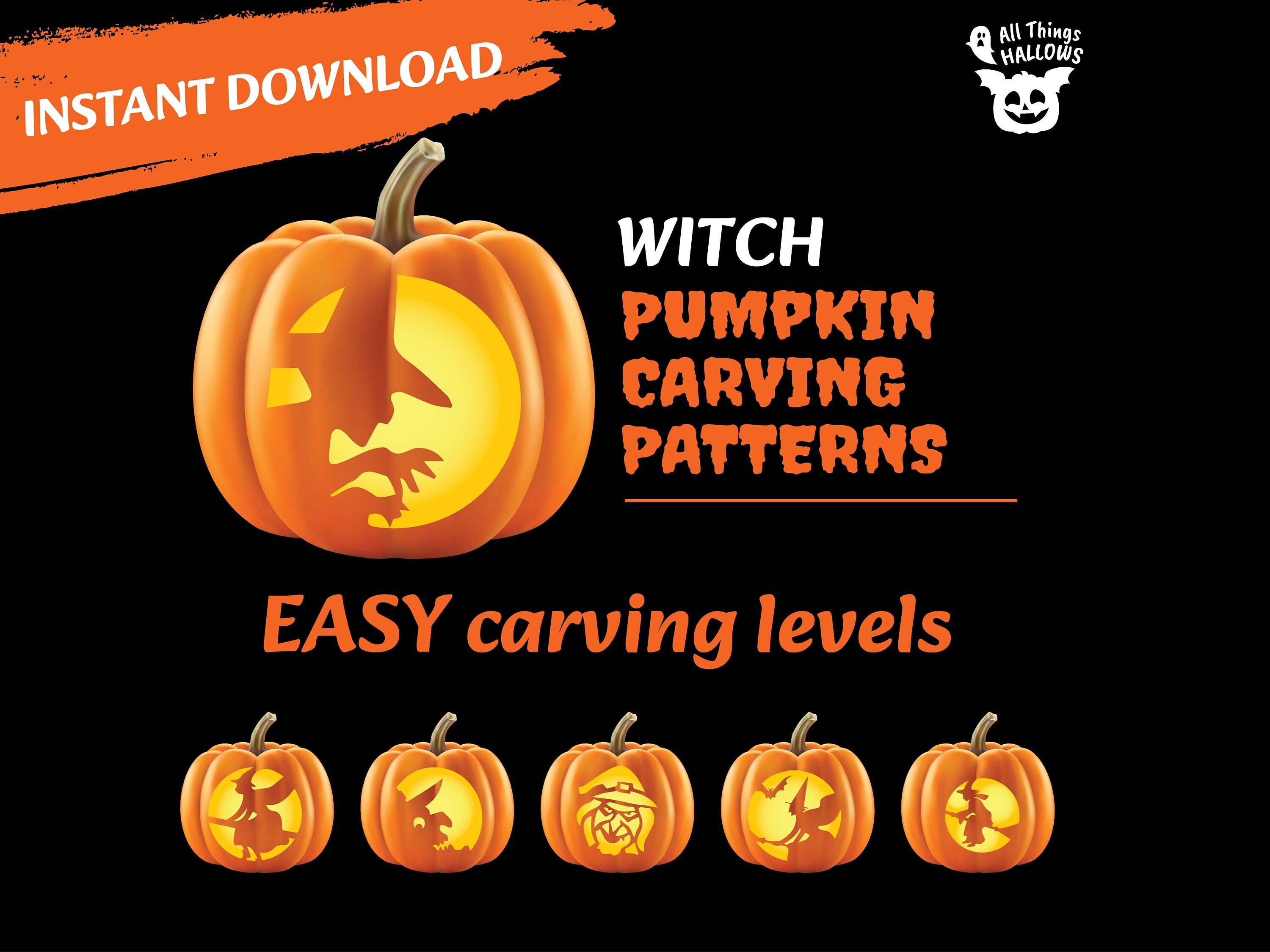 Easy Witch Pumpkin Carving Stencils