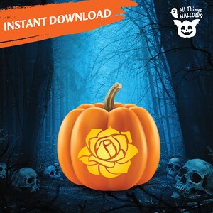 ROSE Pumpkin Carving Stencil Template Patterns Flower Themed Instant ...