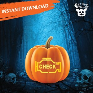 CHECK ENGINE LIGHT Pumpkin Carving Stencil, 8 Car Repair Halloween ...