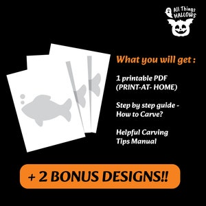 FISH Pumpkin Carving Stencil Template Patterns 3 Aquatic Themed Pumpkin ...