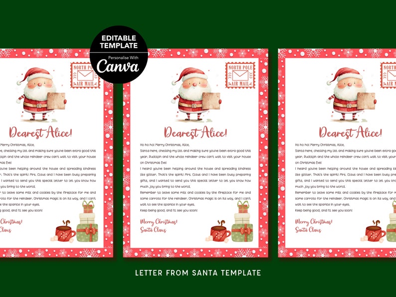 EDITABLE Letter From Santa Template easy A4 Size Printable - Etsy