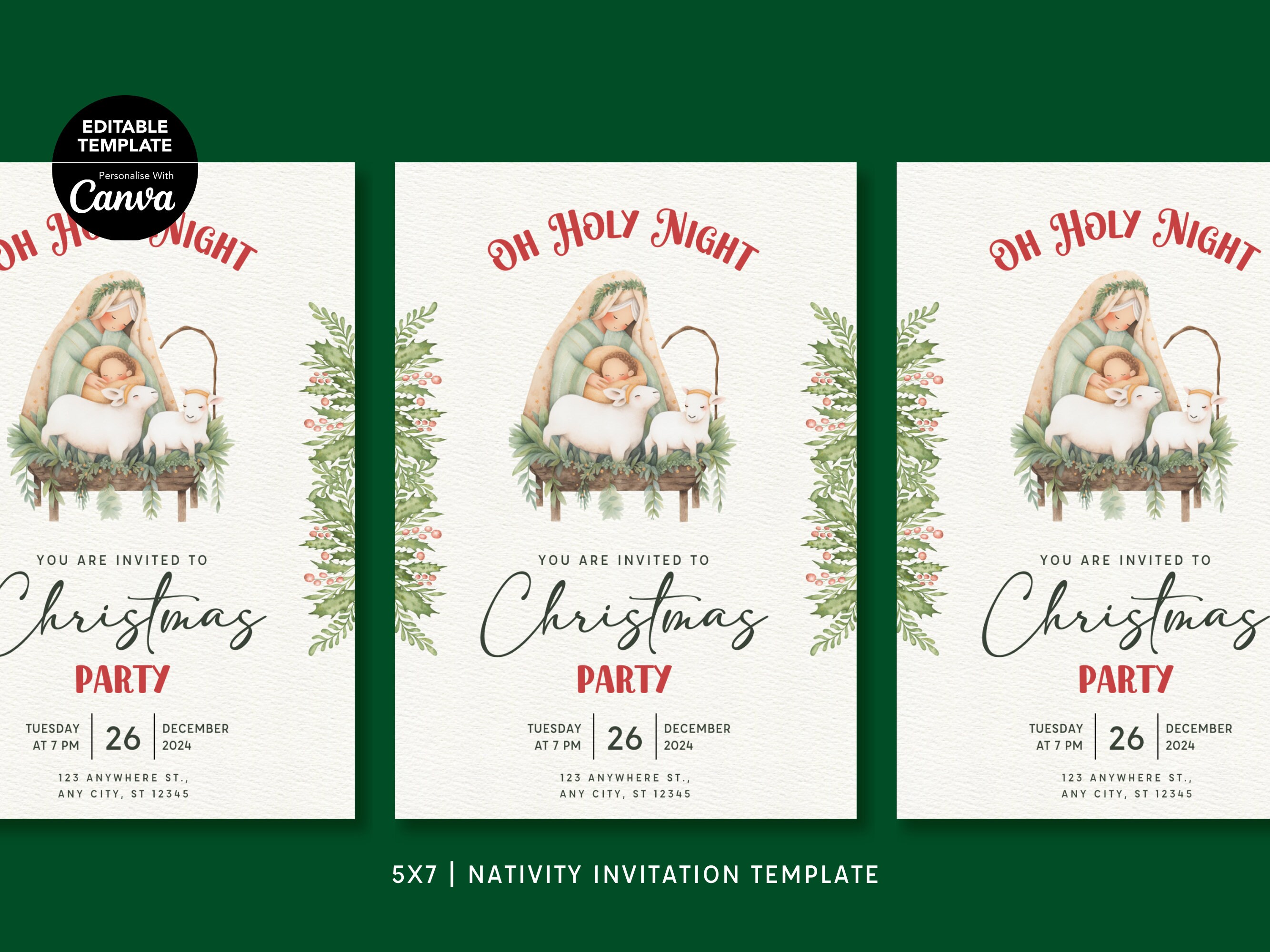 Editable Nativity Invitation Template, Religious Christmas Invitation, Church Invitation ...