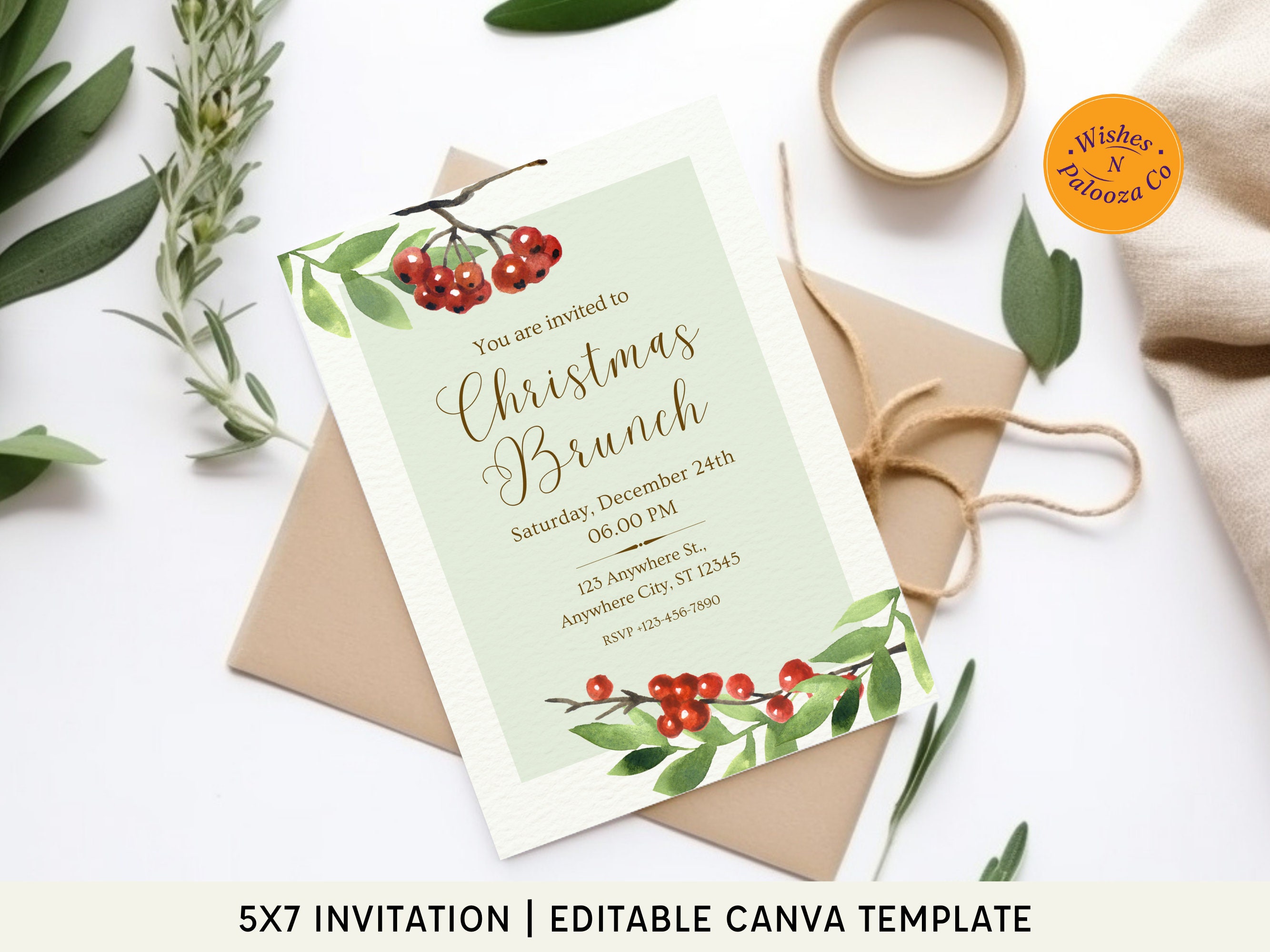 Editable Christmas Brunch Invitation Holiday Brunch - Etsy