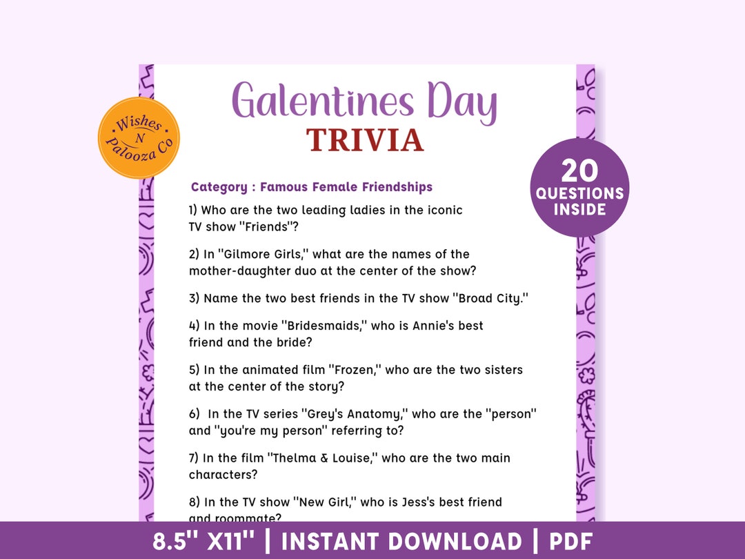Galentines Day Trivia Game, Galentines Day Party Game, Valentine Day ...